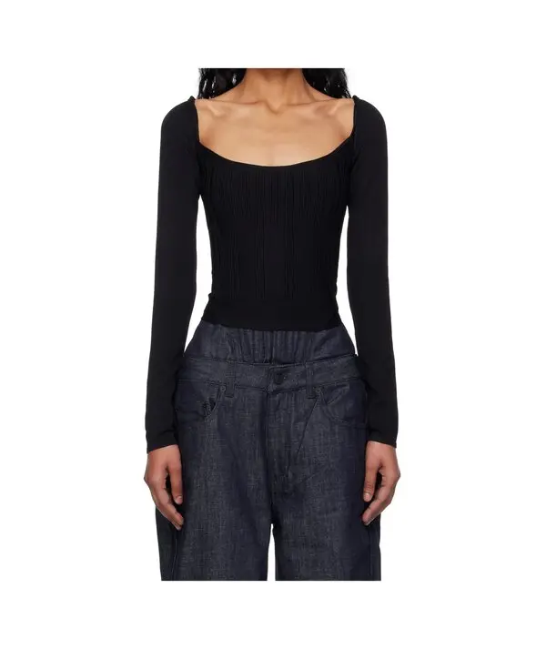 MUGLER Square-neck Long-sleeve T-shirt