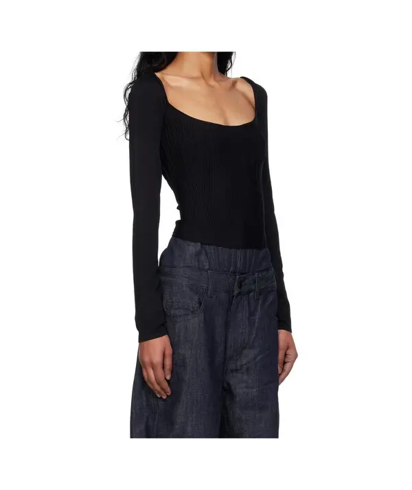 MUGLER Square-neck Long-sleeve T-shirt