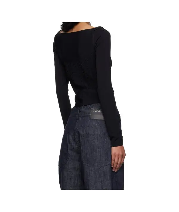 MUGLER Square-neck Long-sleeve T-shirt