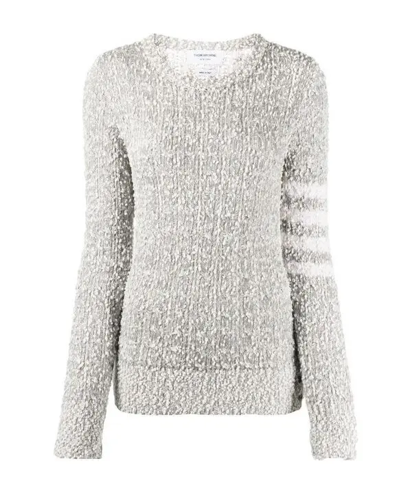 Thom Browne Open Tuck Stitch 4-bar Jumper - Light Gray