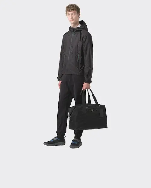 Prada Logo Triangle Zipped Travel Bag