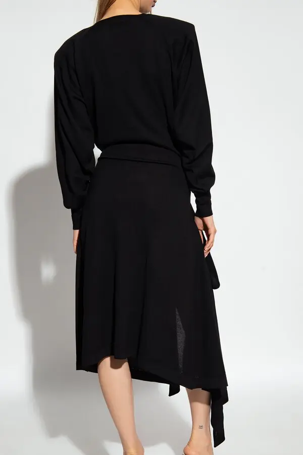 Attico Asymmetric Hem Wrap Midi Dress