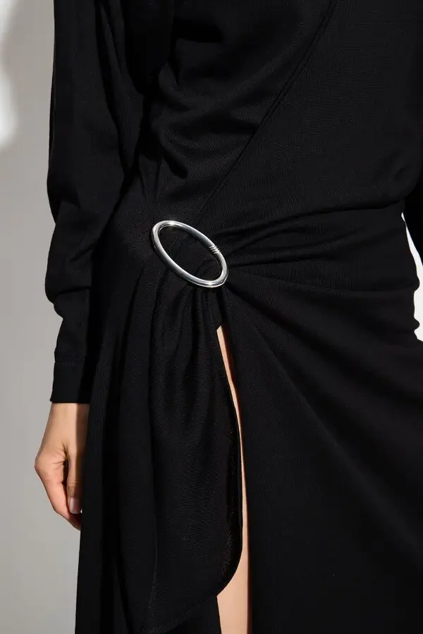 Attico Asymmetric Hem Wrap Midi Dress