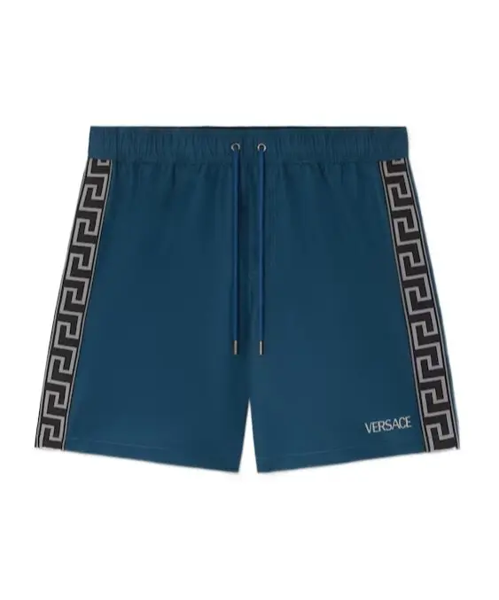 Versace Patterned Stripe Swim Shorts - Blue