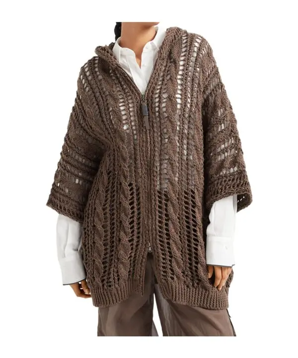 Brunello Cucinelli Zip-up Hooded Knitted Cardigan