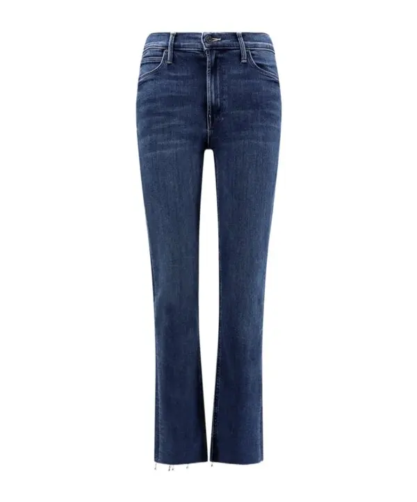 MOTHER Logo Embroidered Mid Rise Dazzler Ankle Fray Jeans