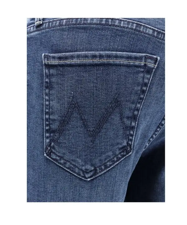 MOTHER Logo Embroidered Mid Rise Dazzler Ankle Fray Jeans
