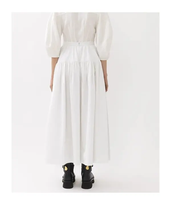 Chloé Gathered Flared Midi Skirt