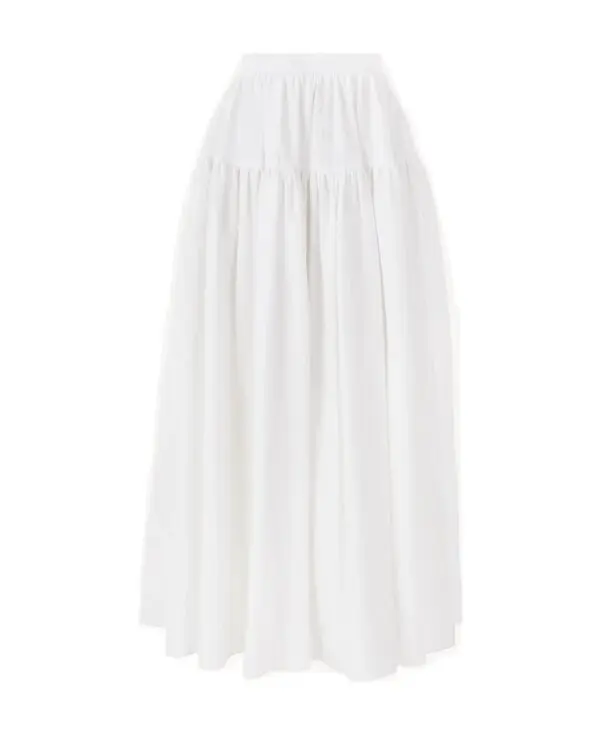 Chloé Gathered Flared Midi Skirt - White