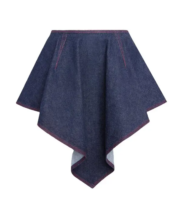 Alaïa Asymmetrical Denim Skirt With Contrast Stitching