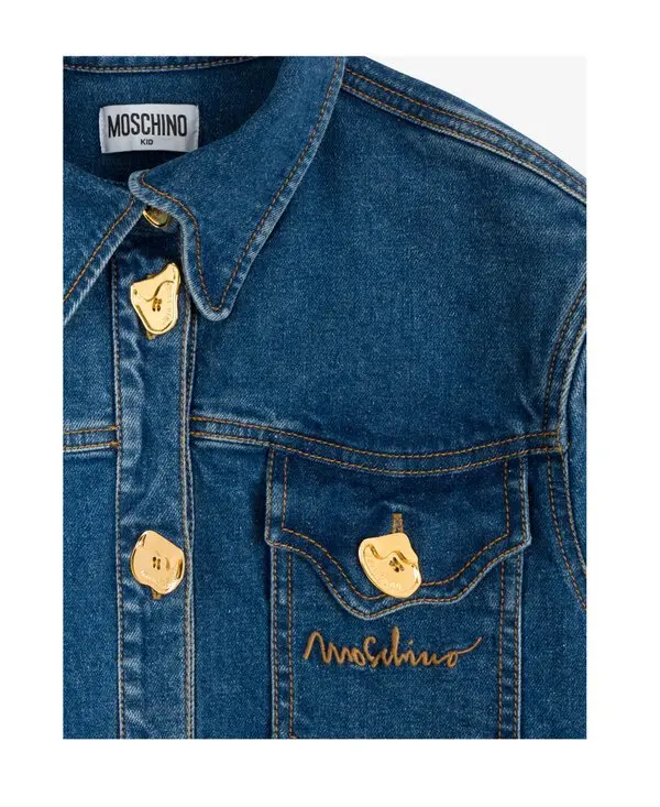Moschino Embroidered Asymmetric Hem Denim Jacket