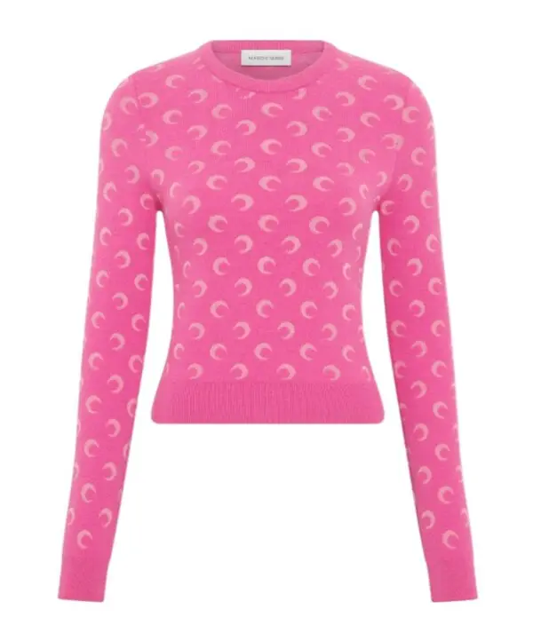 MARINE SERRE Moon Jacquard Knitted Sweater - Pink