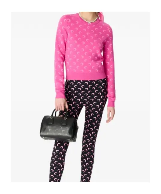 MARINE SERRE Moon Jacquard Knitted Sweater - Pink