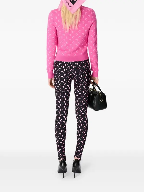 MARINE SERRE Moon Jacquard Knitted Sweater - Pink