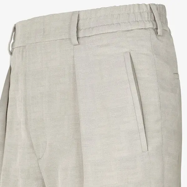 Fendi Beige Jacquard Fabric Trousers - White