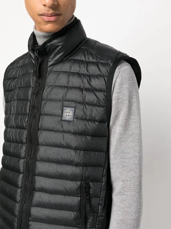 Stone Island Compass-patch Quilted Gilet - Black