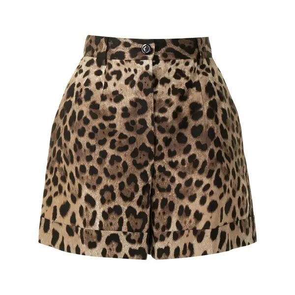 Dolce & Gabbana Dolce Gabbana Leopard Printed Poplin Shorts - Multicolor