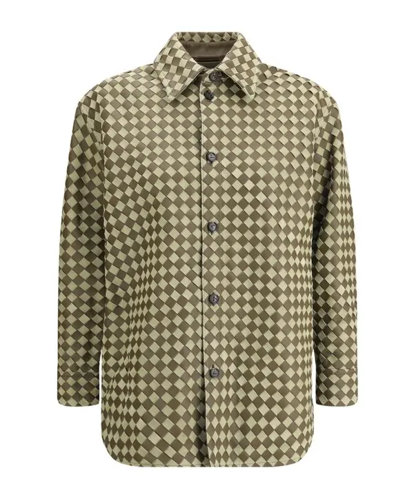 Bottega Veneta Intrecciato Leather And Suede Shirt - Nude