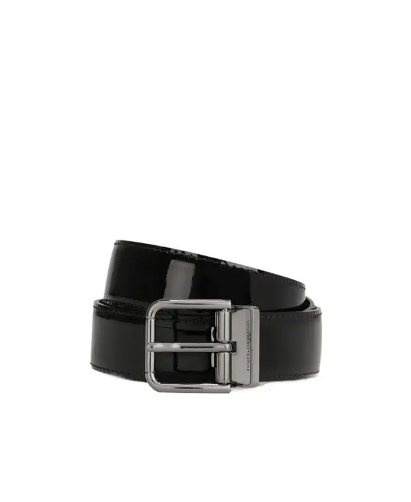 Dolce & Gabbana Dolce Gabbana Logo Engraved Buckle Belt - Black