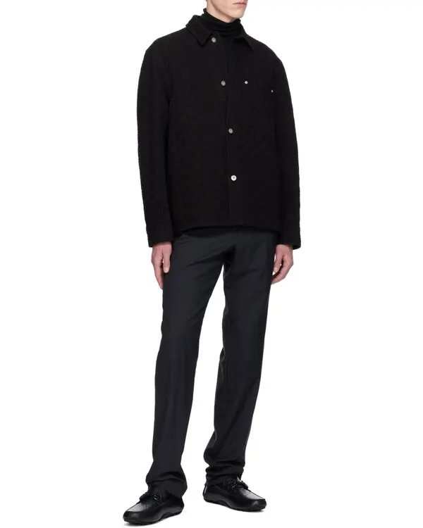 FERRAGAMO Gancini Embossed Leather Driving Loafers - Black