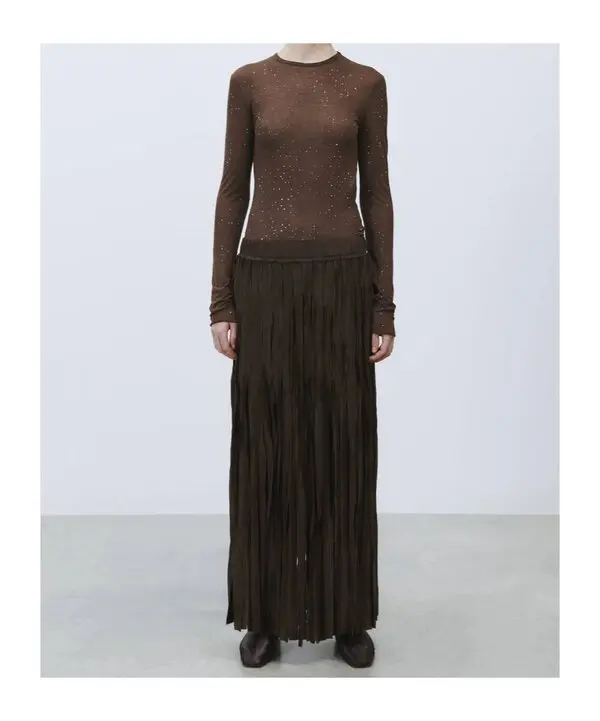 ALYSI Fringed Maxi Skirt