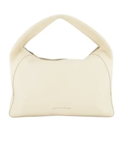 Brunello Cucinelli Zip-top Leather Shoulder Bag - White