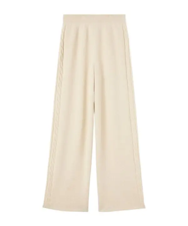 Loro Piana Rib-knitted Elastic Waist Casual Pants - Cream