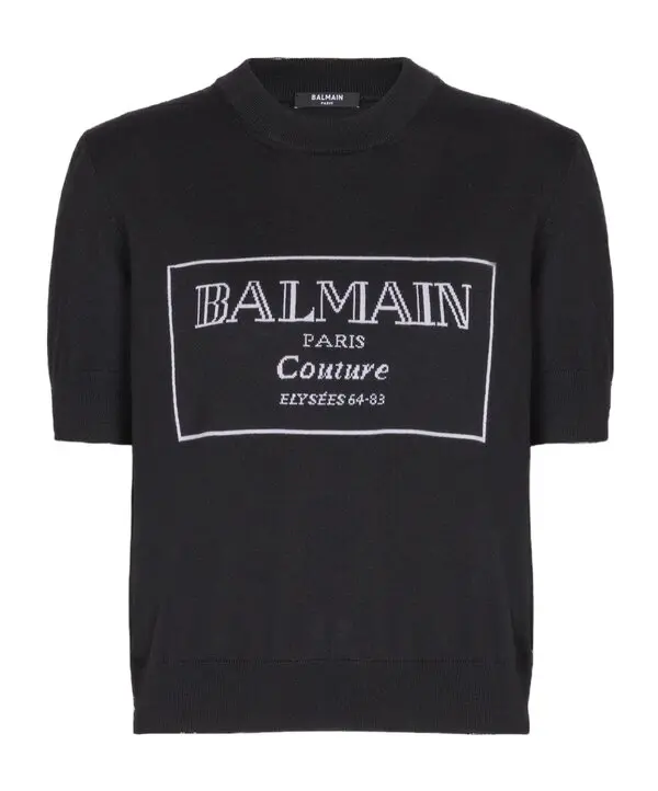 Balmain Logo Intarsia Crewneck T-shirt - Black