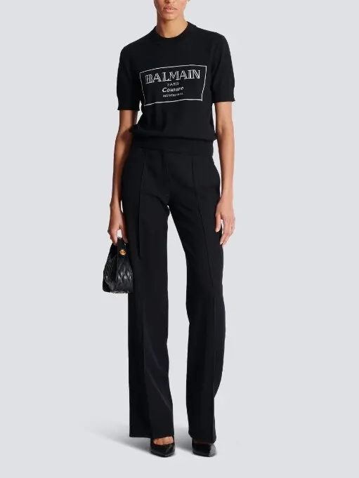 Balmain Logo Intarsia Crewneck T-shirt