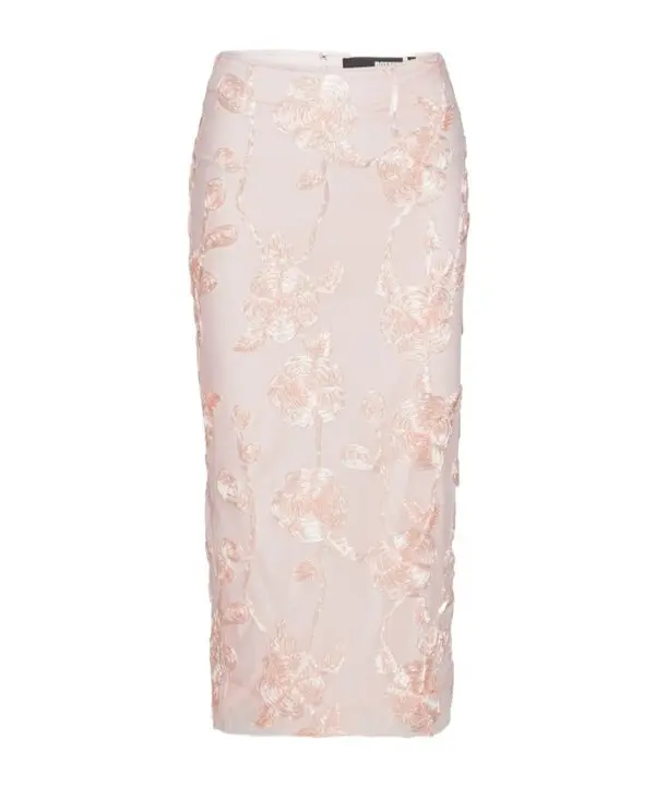 ROTATE BY BIRGER CHRISTENSEN Flower Mesh Pencil Skirt - Light Pink