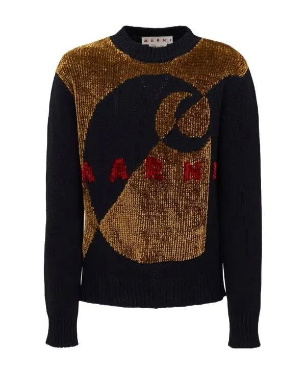 Marni X Carhartt Logo Intarsia Knit Crewneck Jumper