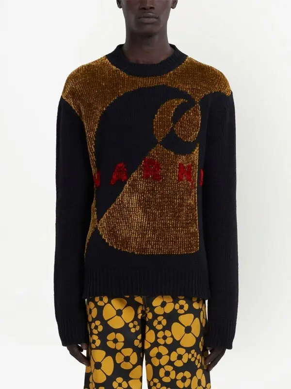 Marni X Carhartt Logo Intarsia Knit Crewneck Jumper