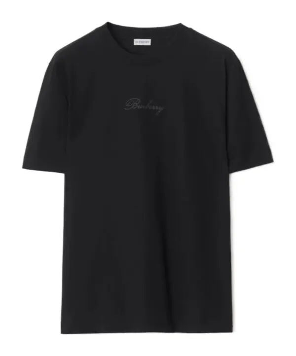 Burberry Logo Embroidered Crewneck T-shirt - Black