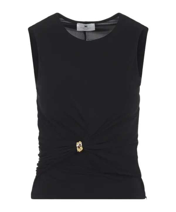 Elisabetta Franchi Sleeveless Jersey Top With Jewel Detail - Black