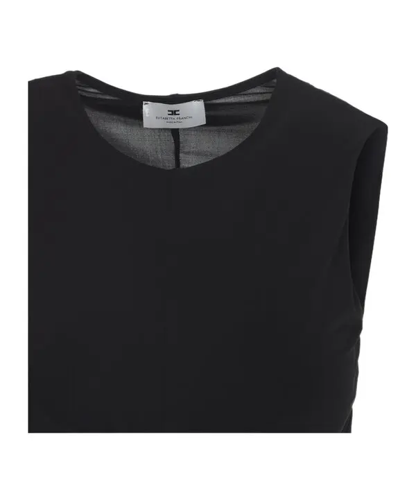 Elisabetta Franchi Sleeveless Jersey Top With Jewel Detail - Black