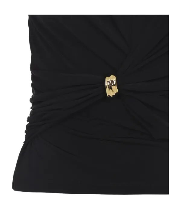 Elisabetta Franchi Sleeveless Jersey Top With Jewel Detail - Black