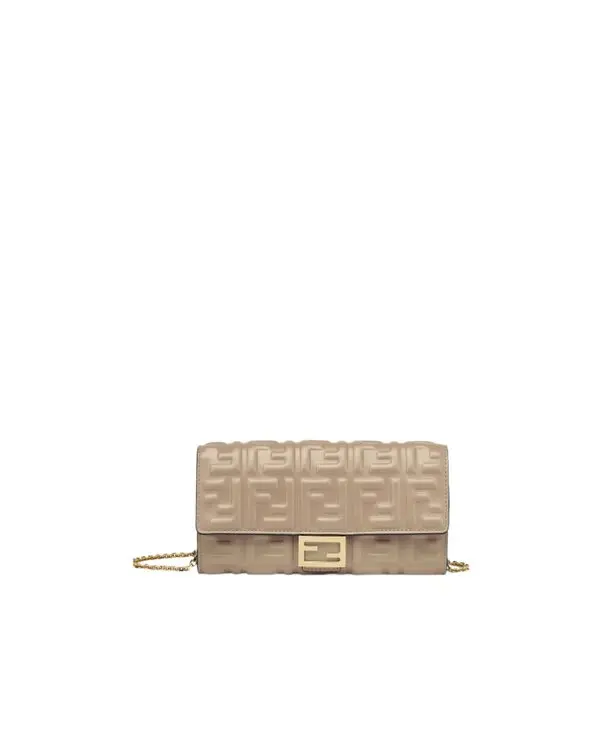 Fendi Ff Motif Baguette Continental Chain-linked Wallet - Nude