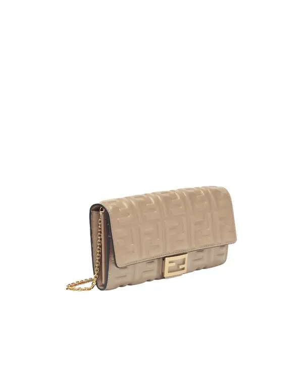 Fendi Ff Motif Baguette Continental Chain-linked Wallet - Nude