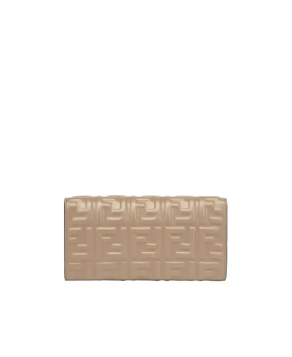 Fendi Ff Motif Baguette Continental Chain-linked Wallet - Nude