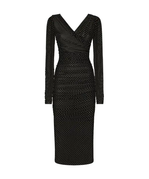 Dolce & Gabbana Polka Dot Printed Midi Tulle Dress