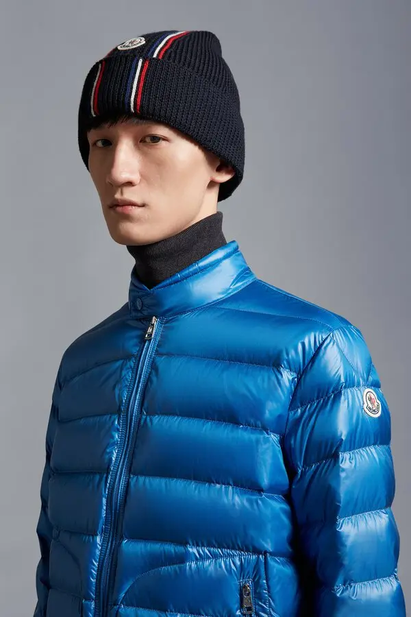 Moncler Logo Patch Ribbed Wool Beanie