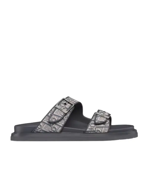 Dior Aqua Sandals With Oblique Print And Buckle Detail - Dark Gray