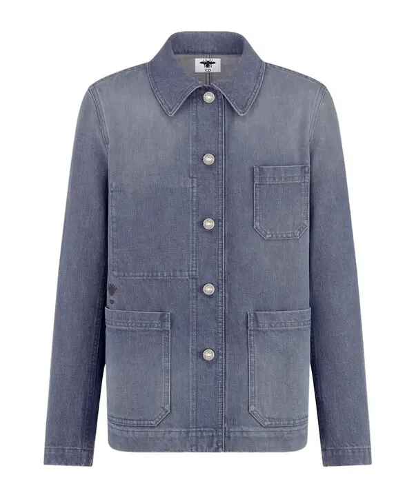 Dior Denim Workwear Jacket With Bee Embroidery