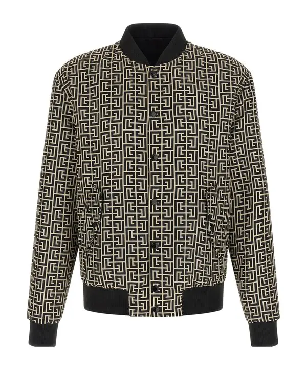 Balmain Monogram Reversible Bomber Jacket - Black