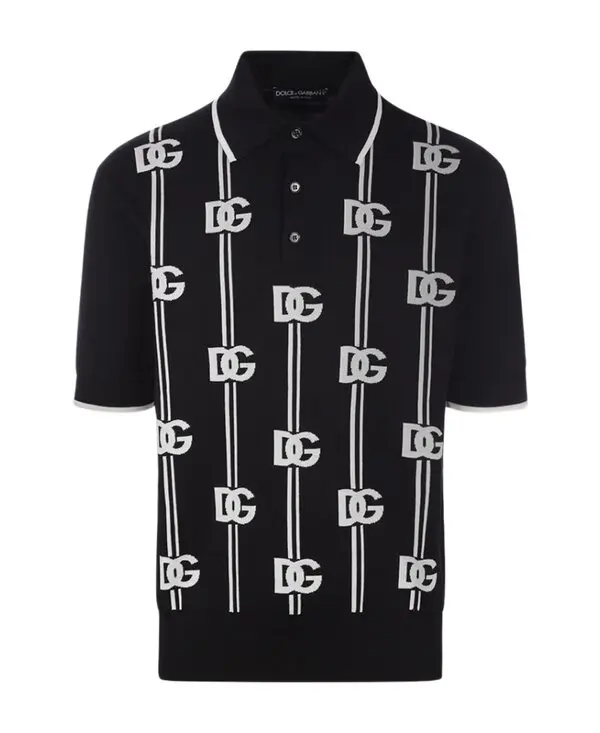 Dolce & Gabbana Logo-print Knitted Polo Shirt - Black