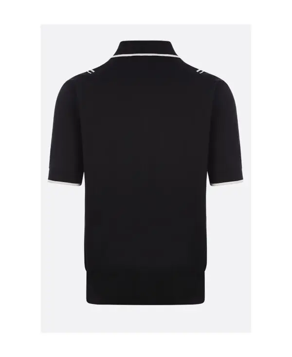 Dolce & Gabbana Logo-print Knitted Polo Shirt - Black