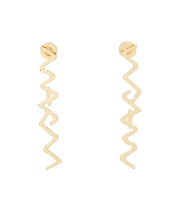 Marni Symbol Embellished Logo Plaque Earrings - Golden