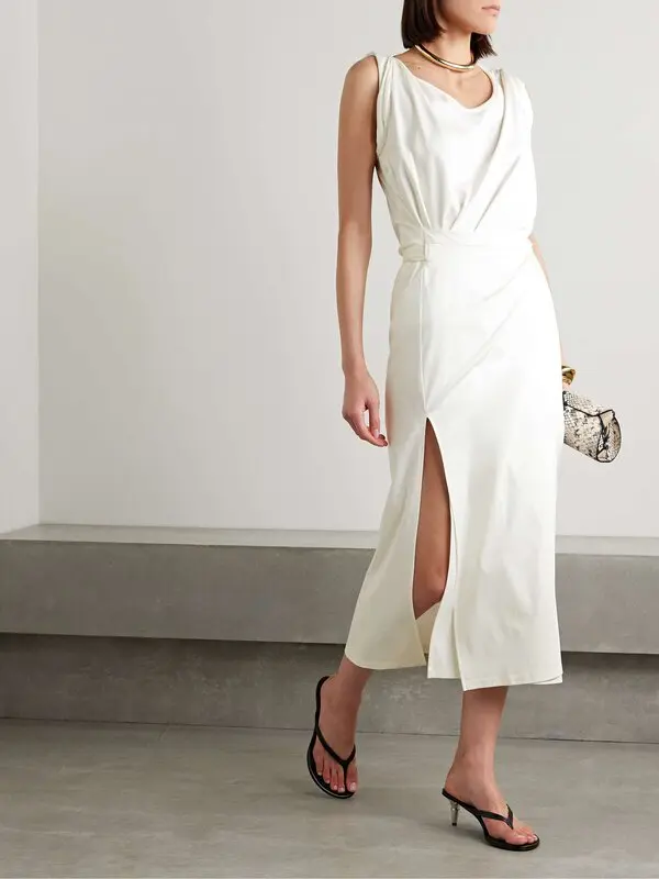Proenza Schouler Sleeveless Wrap Dress With Pleats