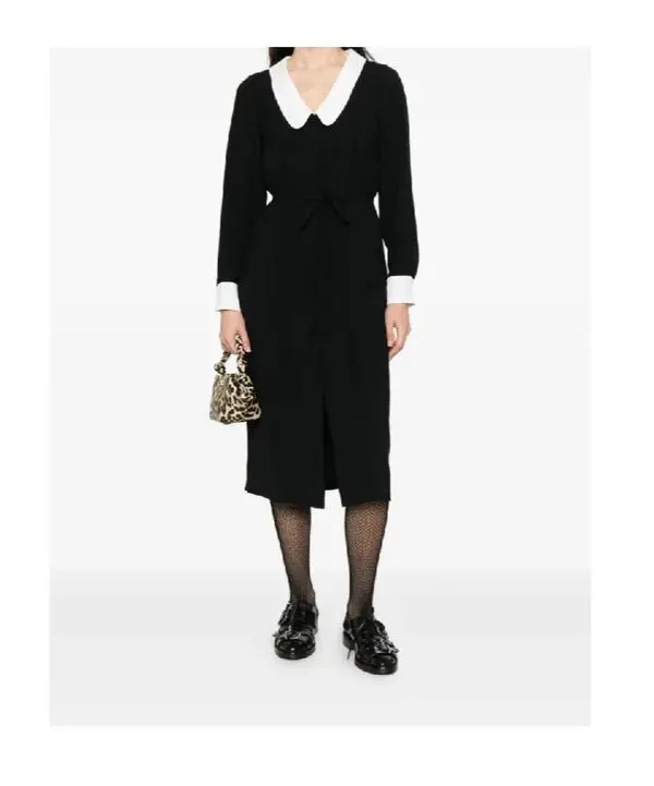 N.21 Long-sleeved Lace-trimmed Collar Patchwork Dress