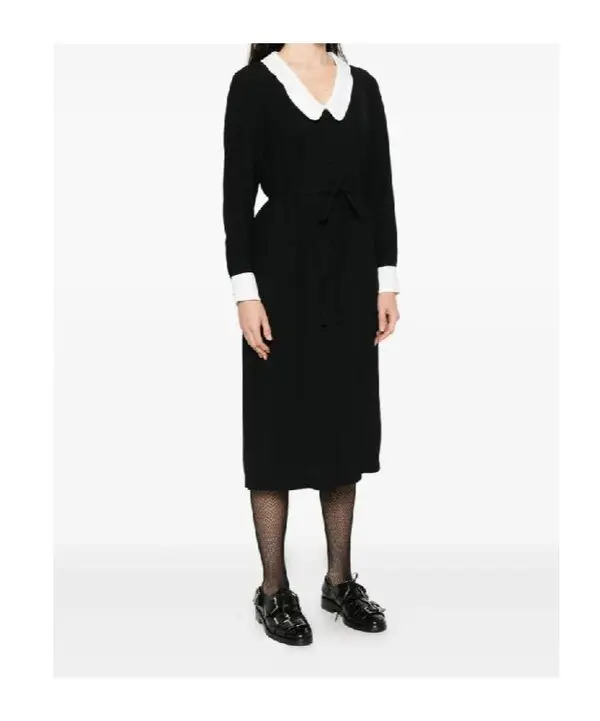 N.21 Long-sleeved Lace-trimmed Collar Patchwork Dress